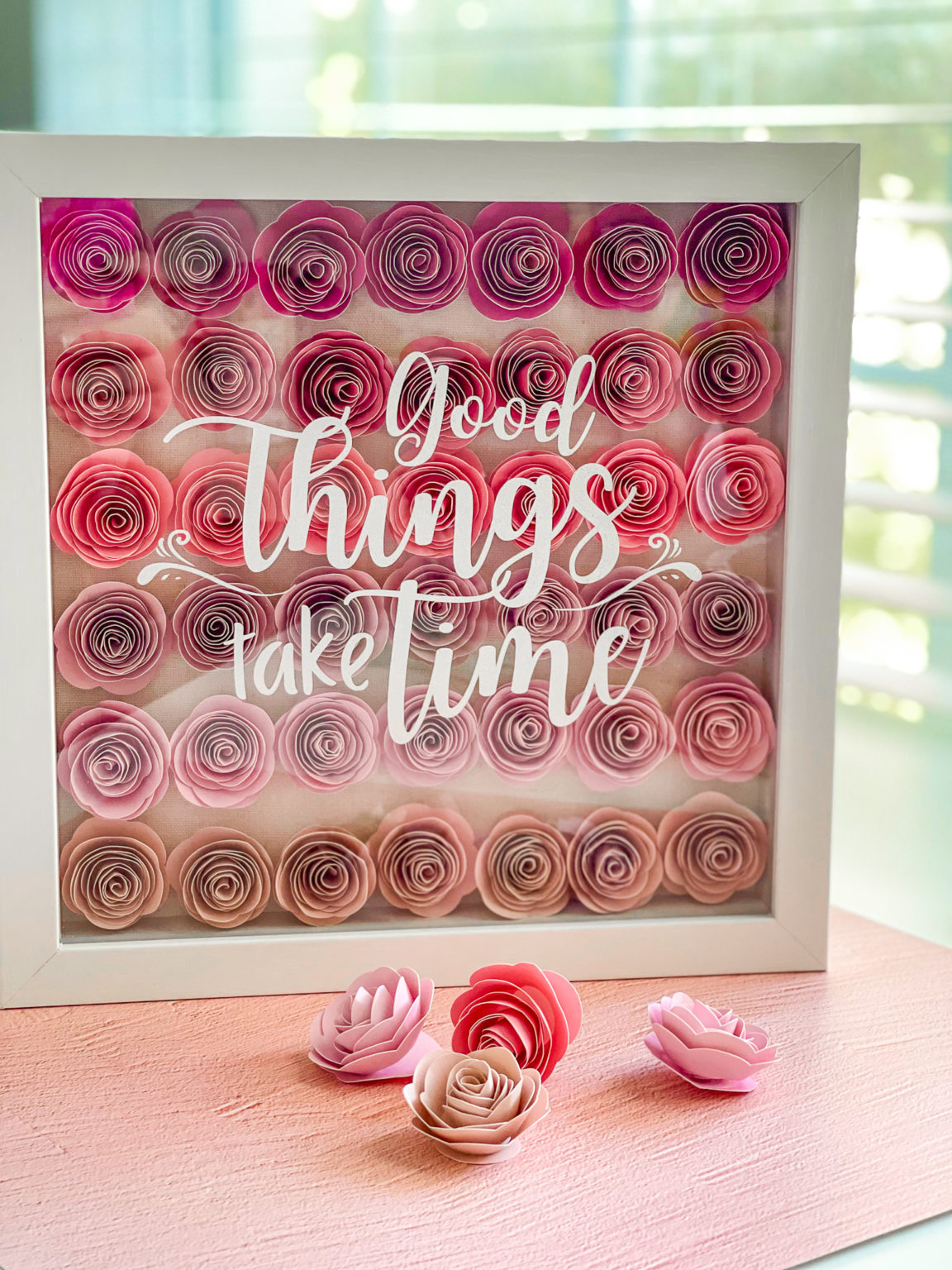 How to Make Paper Flower Shadow Box Decor with Cricut + Free SVG