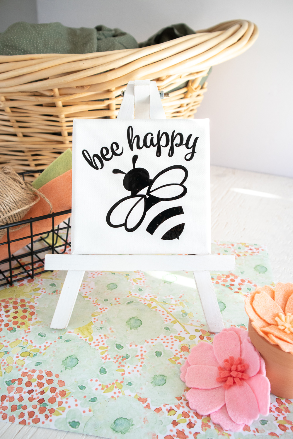 DIY Bee Happy Canvas With Cricut Joy But First Joy diy-bee-happy-canvas-with-cricut-joy-but-first-joy