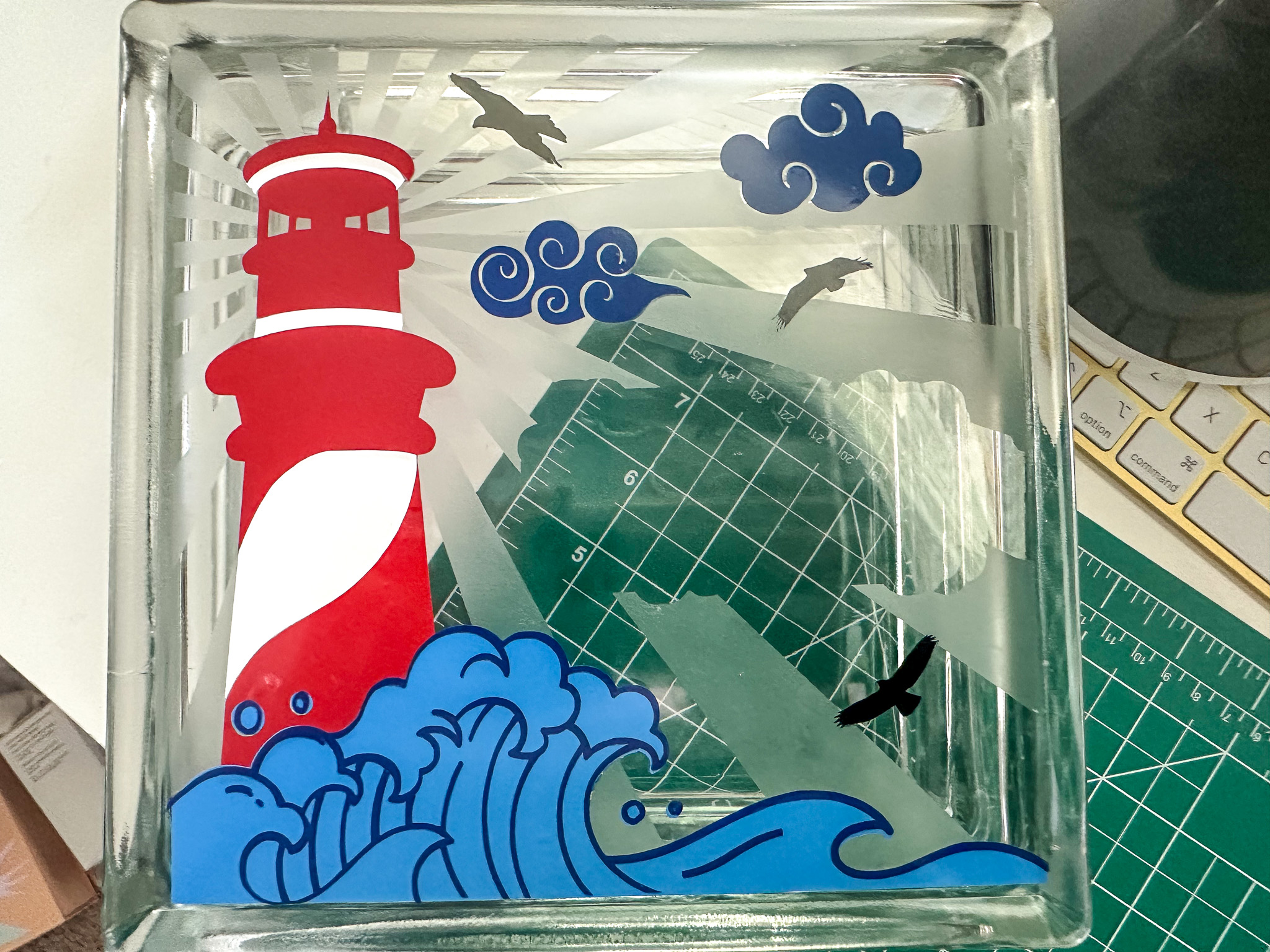 DIY Cricut Teacher Gift: Lighthouse Glass Block - But First, Joy